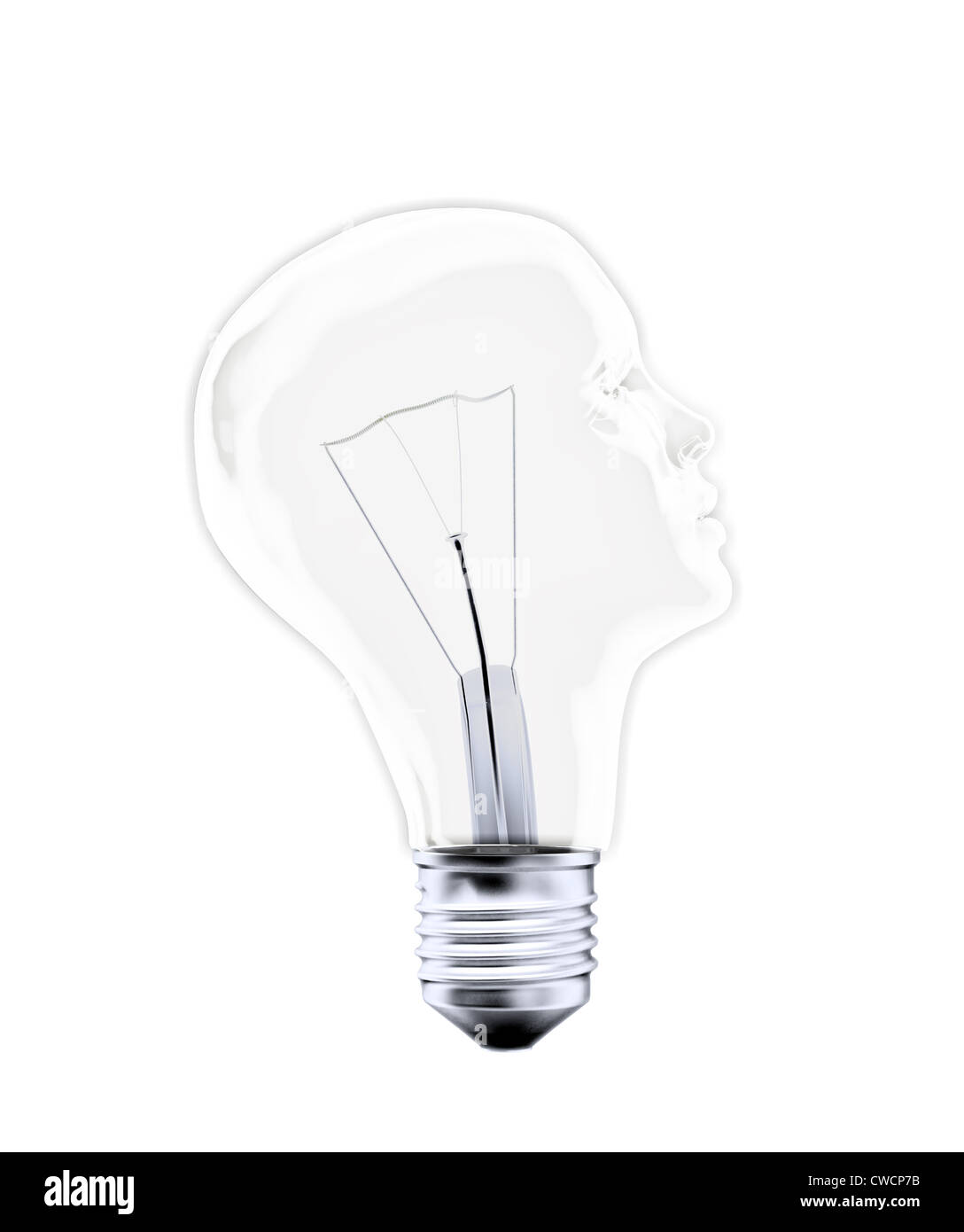 Head shaped bulb - creativity concept Stock Photo - Alamy