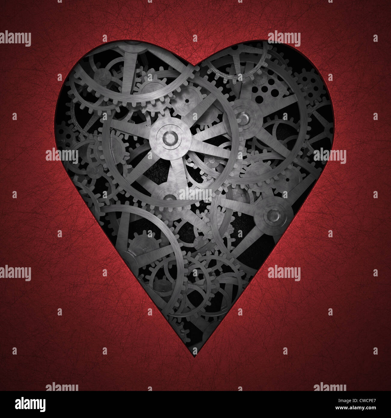Heart symbol made out of cogs and gears Stock Photo - Alamy