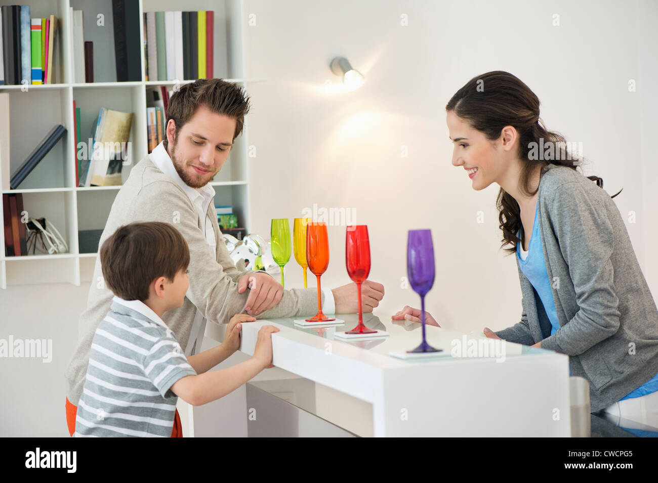 Family at mini bar at home Stock Photo - Alamy