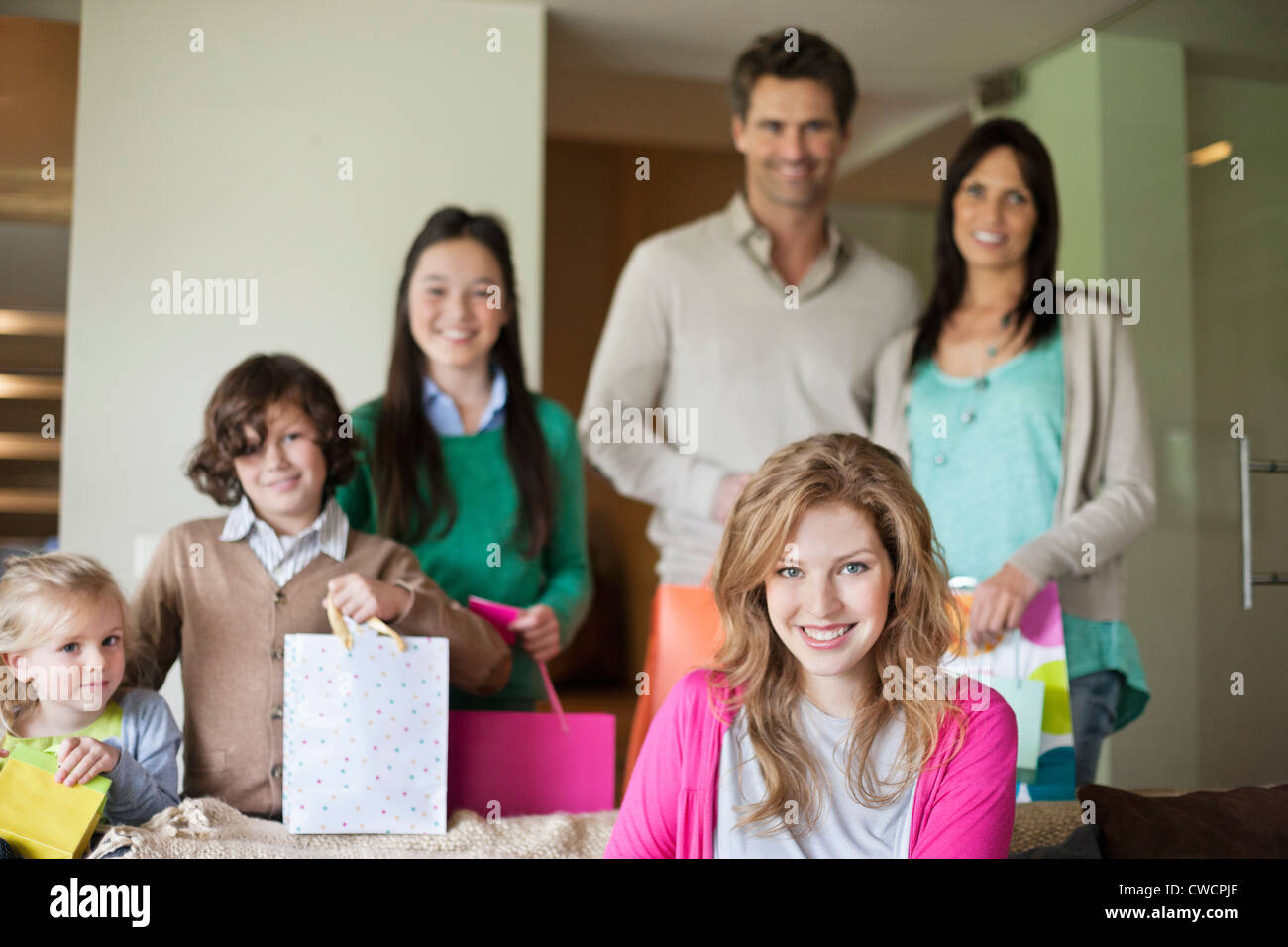 Family at a birthday party Stock Photo - Alamy