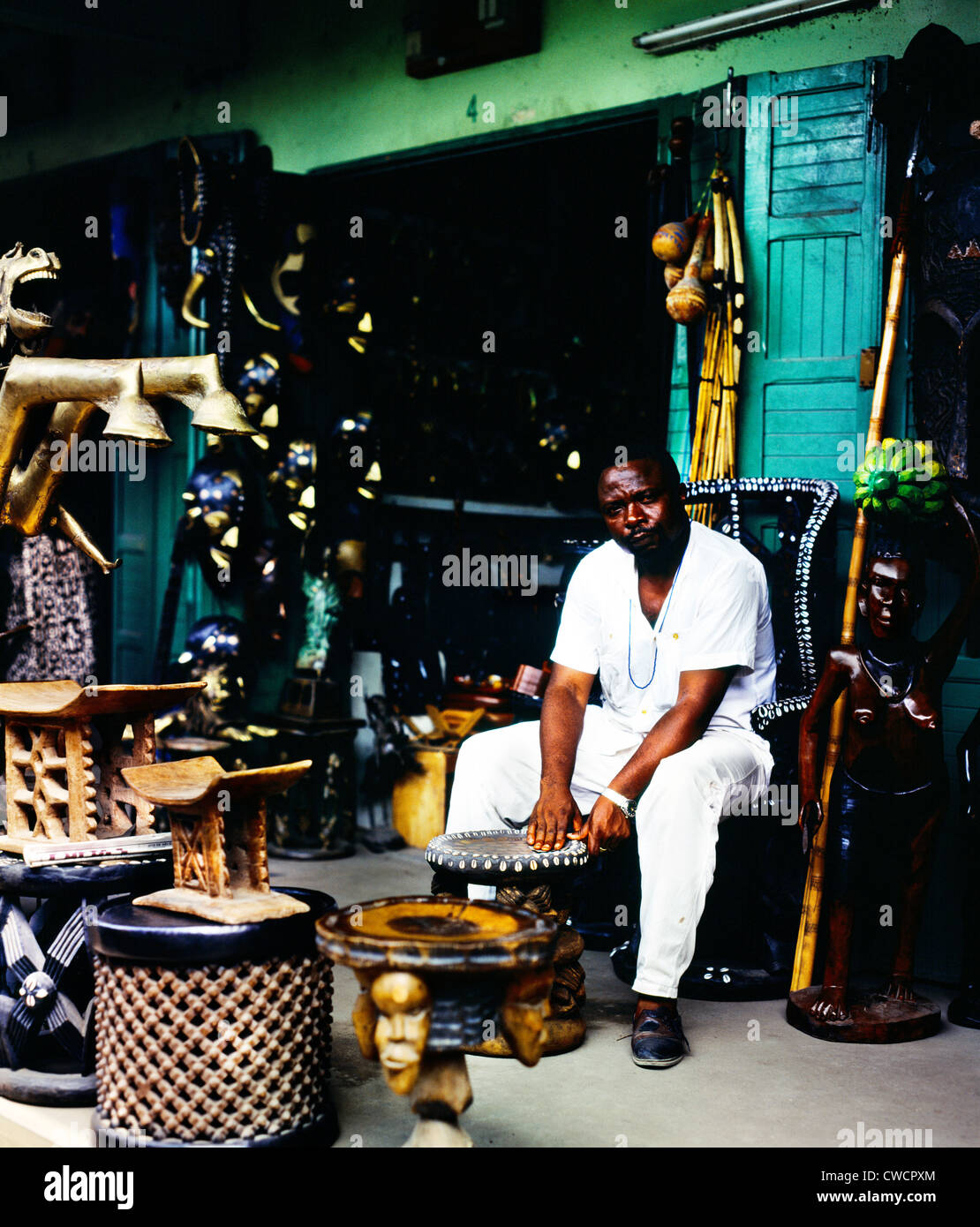 Douala Cameroon Arts And Crafts Centre Man With Furniture And Carvings ...