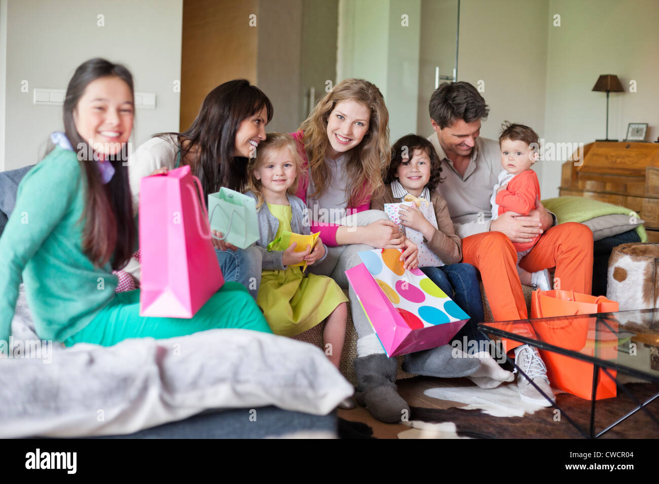 Family at a birthday party Stock Photo - Alamy