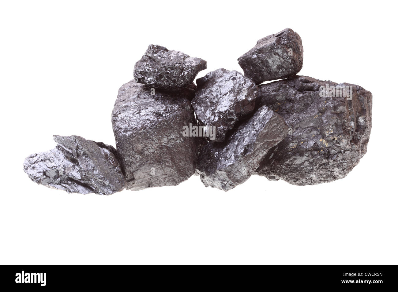 Pieces of coal isolated on white background Stock Photo - Alamy