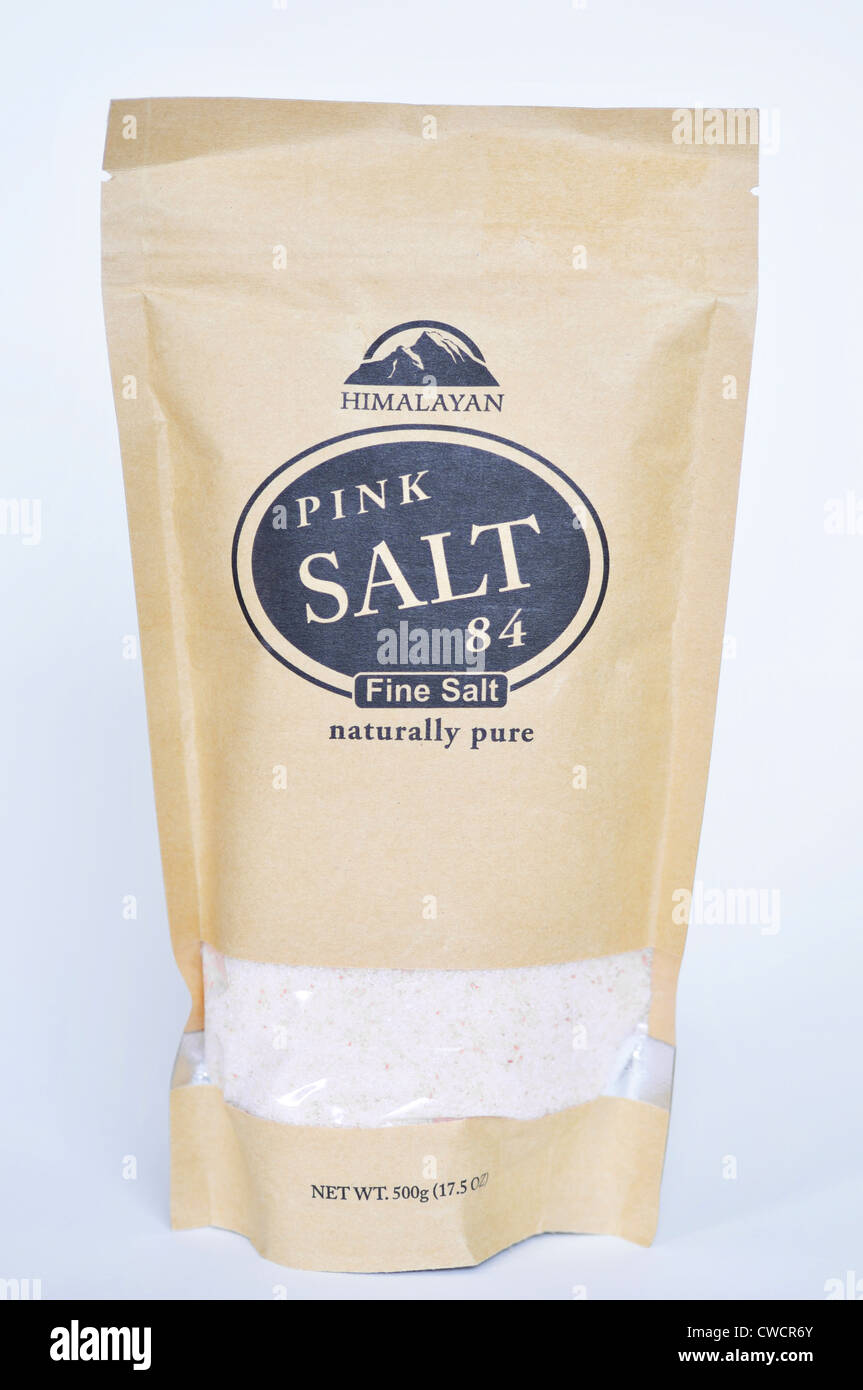 Pink Himalayan salt in package Stock Photo - Alamy