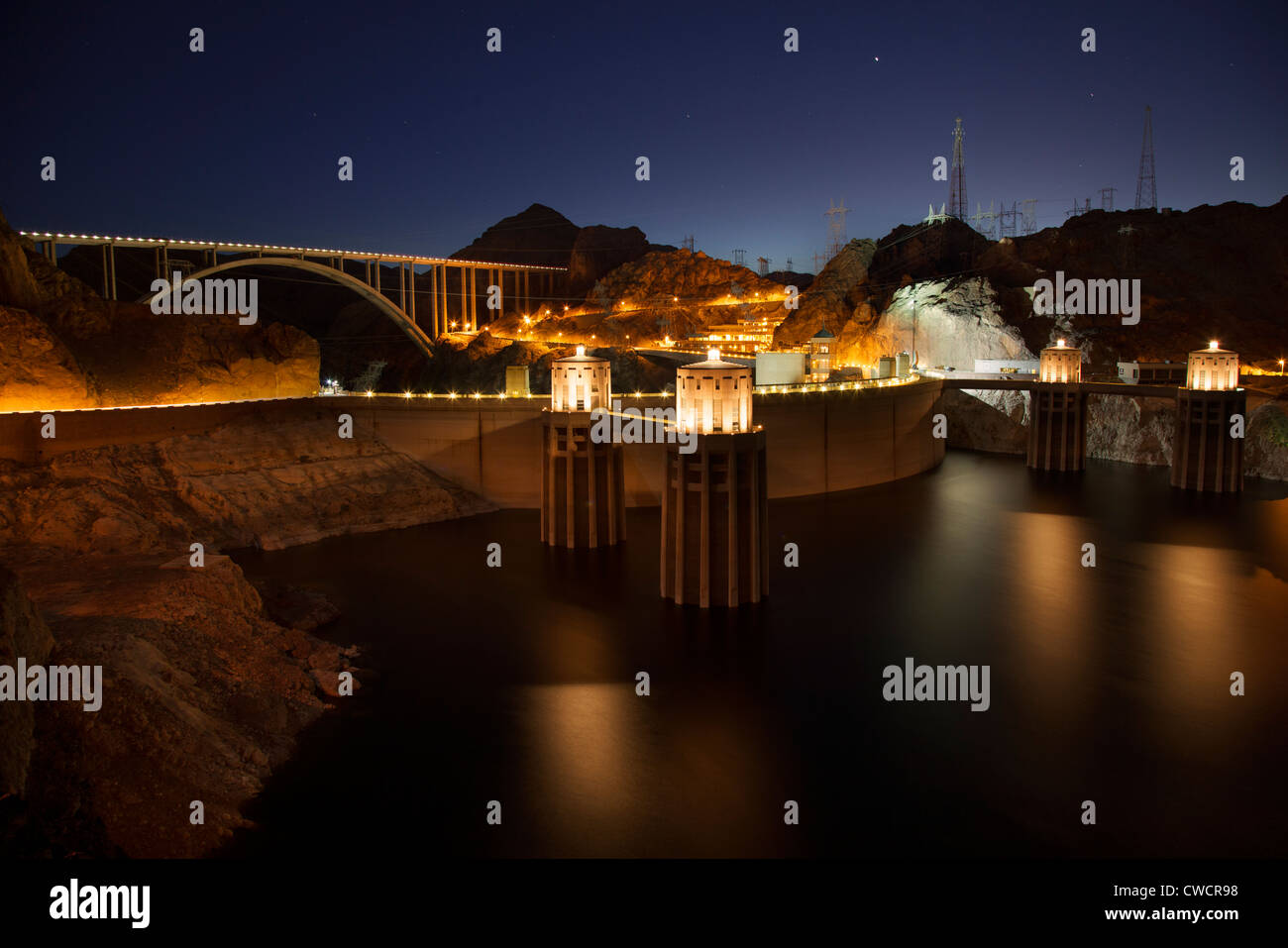 Hoover Dam Bridge Night