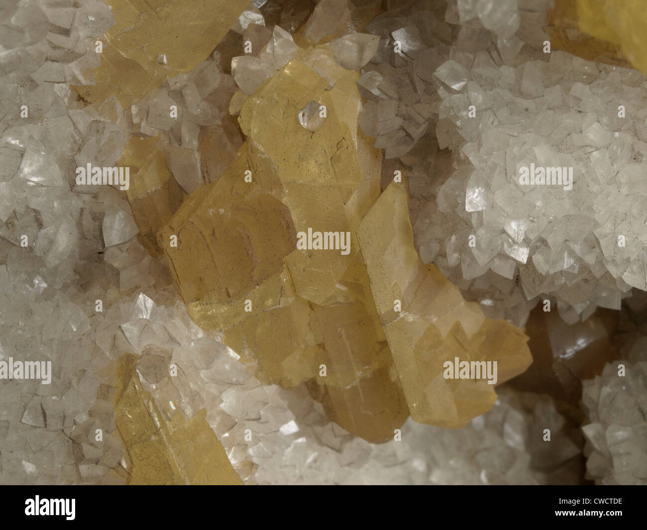 Native sulfur in aragonite; Caltanissetta, Italy Stock Photo - Alamy
