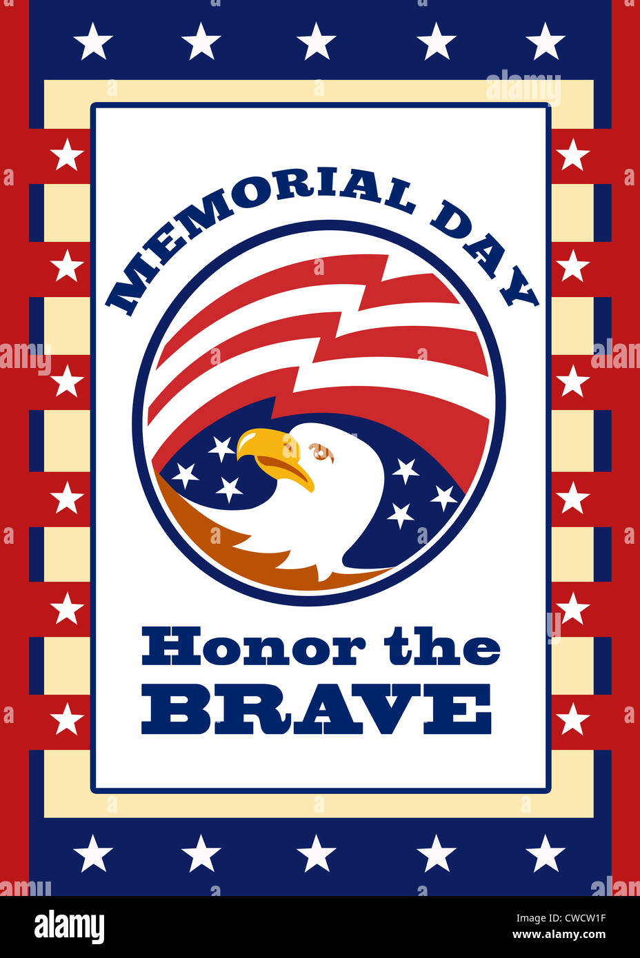 Poster greeting card illustration of an american bald eagle head with ...