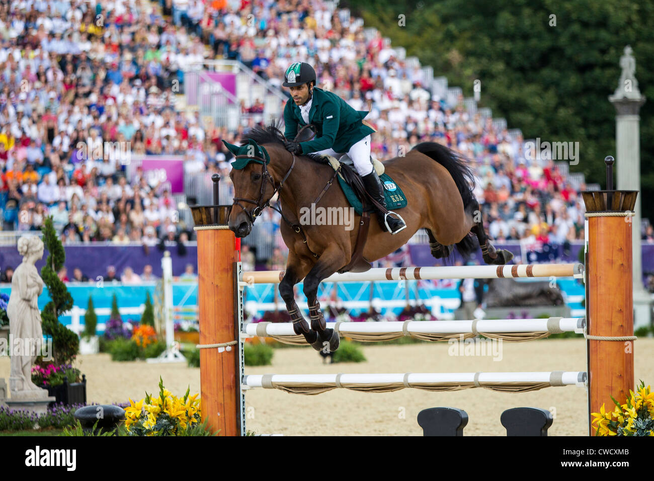 Kamal Bahamdan (KSA) riding NOBLESSE DES TESS in the Individual Jumping ...