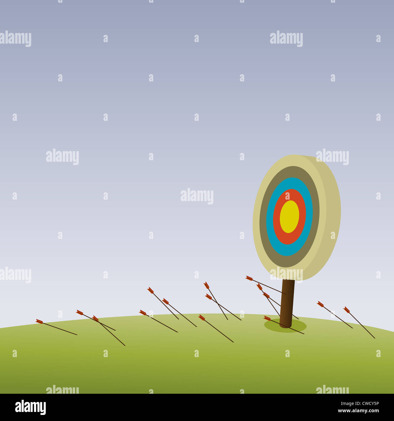 All arrows missed their target. Hell of an archer Stock Photo - Alamy