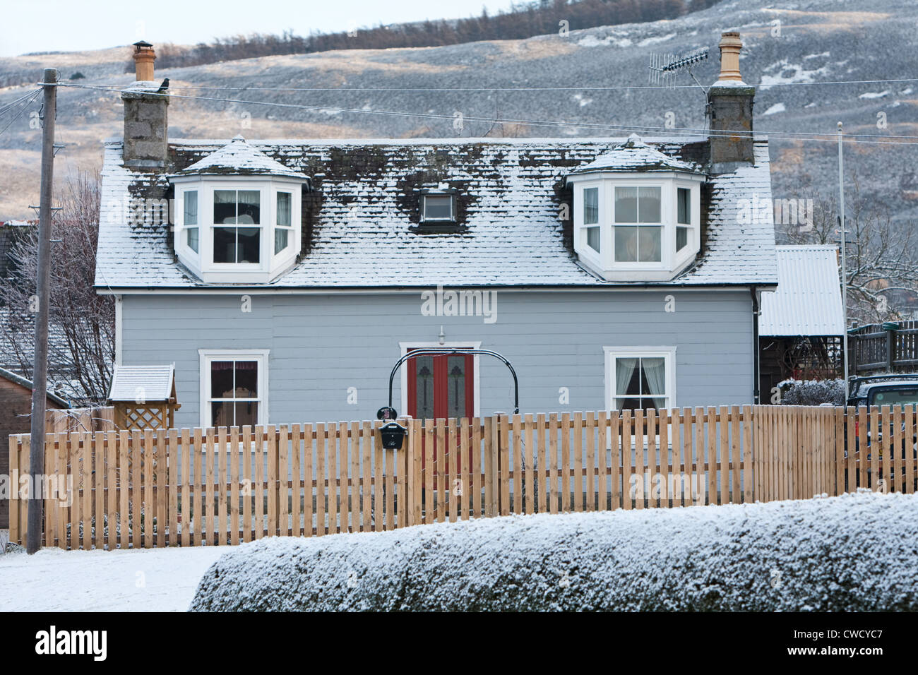 House in Braemar covered in snow Stock Photo - Alamy