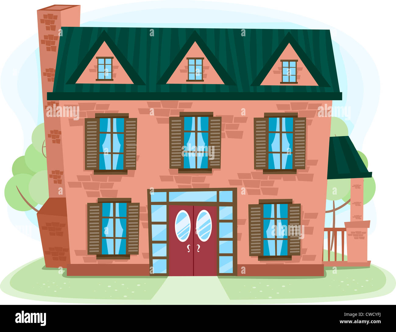 Illustration of a Multilevel House Made of Bricks Stock Photo - Alamy