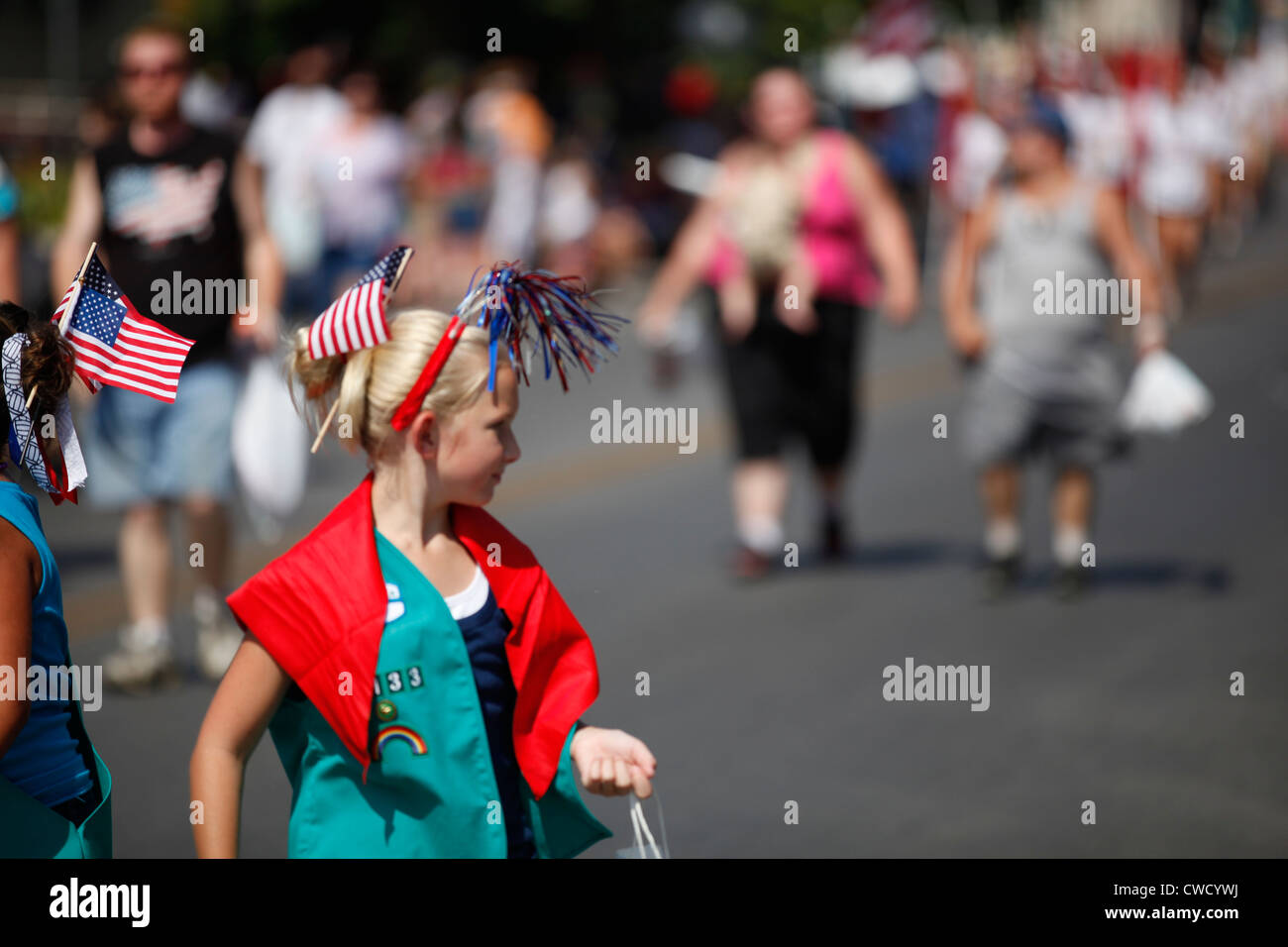 Bloomington Indiana 4th of July parade 2012 girl scouts Stock Photo - Alamy