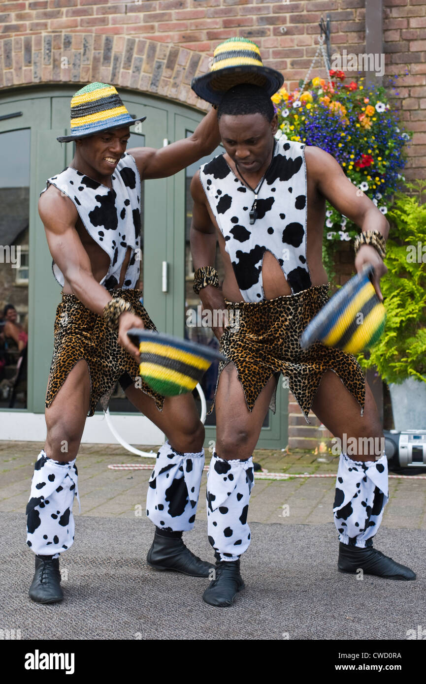 African street performers entertaining the public during Brecon Jazz ...