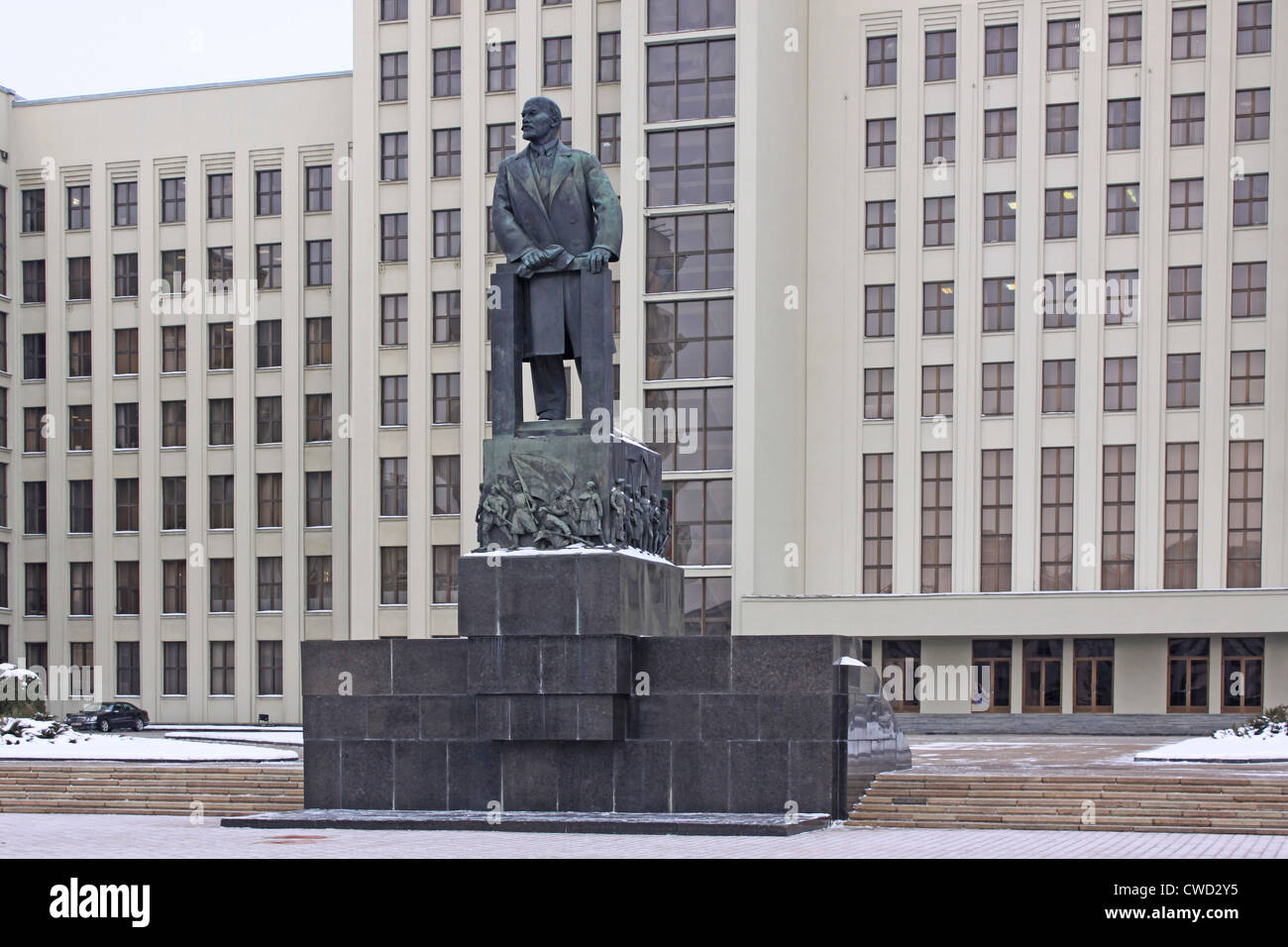 Minsk, Belarus. House of Government in Minsk, with a statue of Vladimir ...