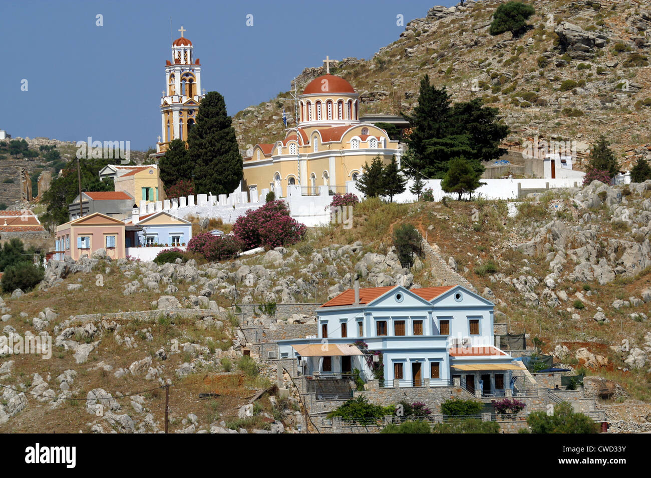 Greece, Symi island, Ano Symi, church Stock Photo - Alamy