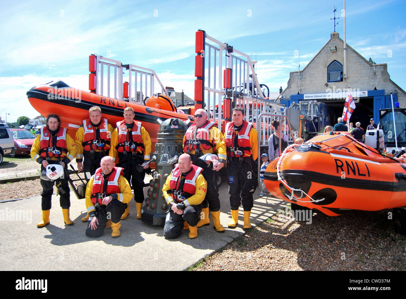 Walmer RNLI Lifeboat crew have a photograph with its latest crew member ...