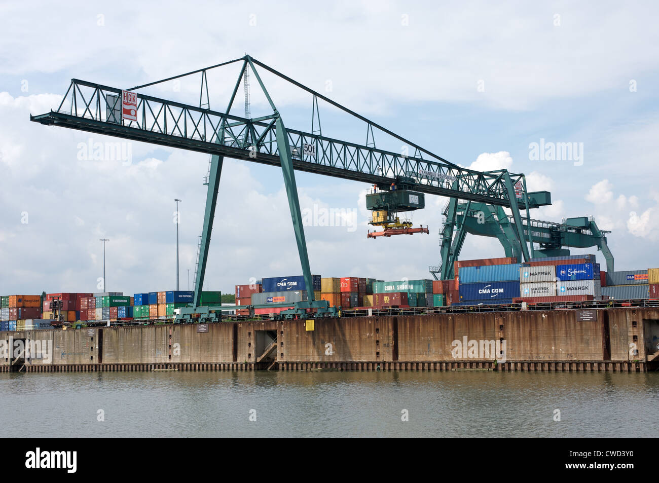 Container port river Rhine Germany Stock Photo - Alamy