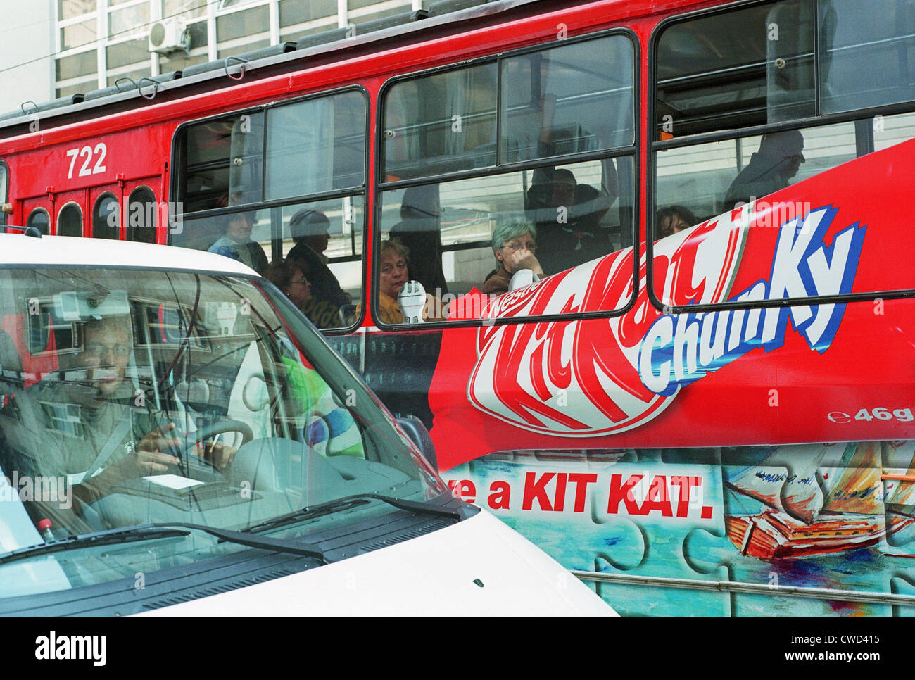 Advertising of KitKat Chunky on a tram in Sofia Stock Photo - Alamy