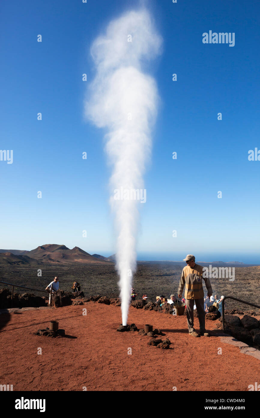 Demonstration of water turning to steam via subterranean heat Stock ...