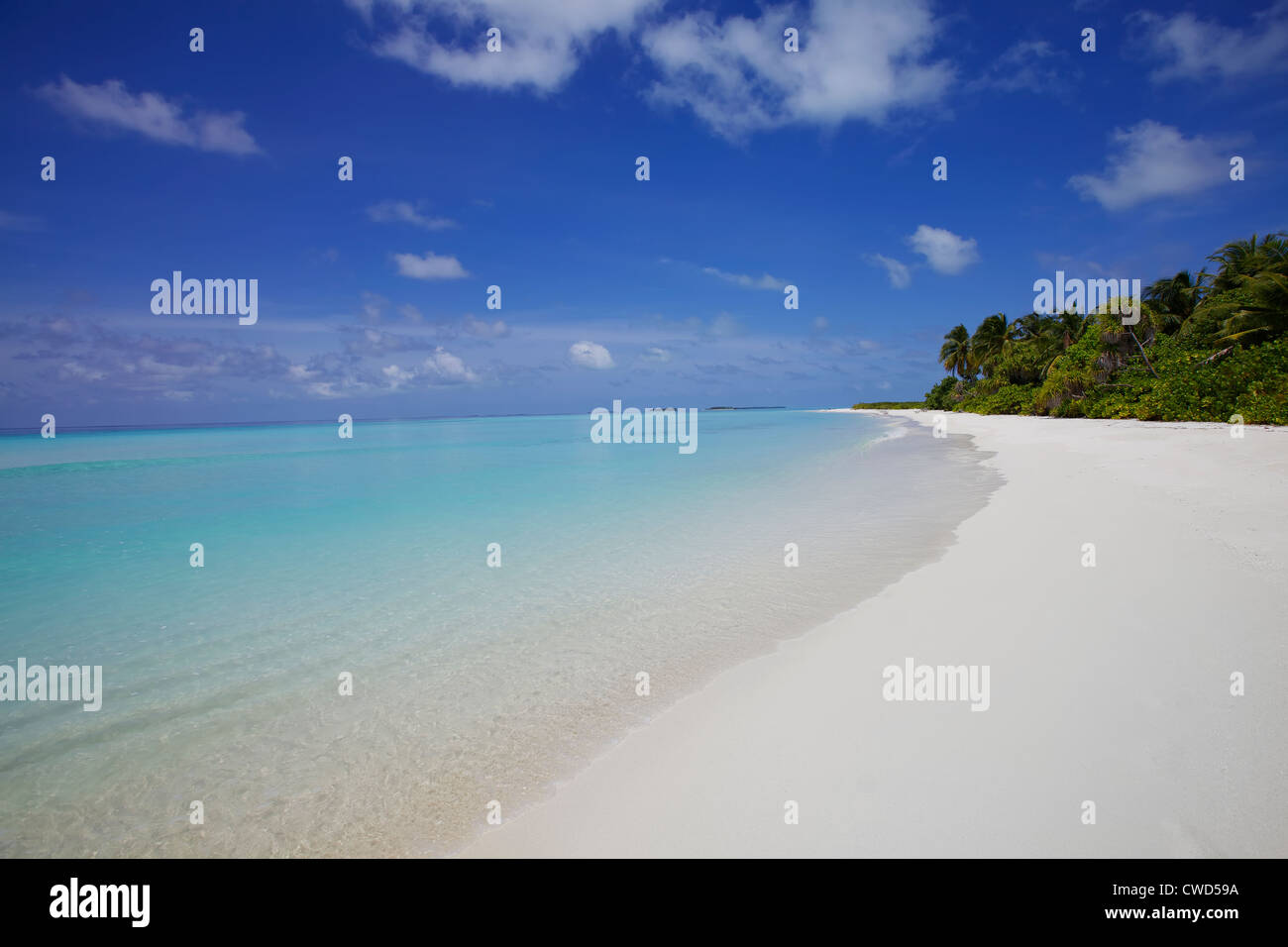 Landscape of tropical island white sand beach with blue ocean water ...