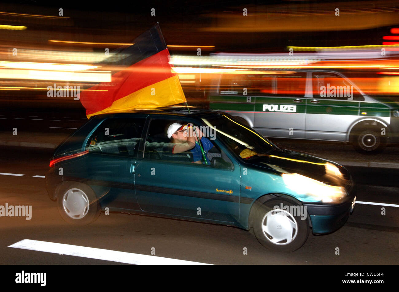 Berlin, World Cup 2006, car with German flag Stock Photo - Alamy