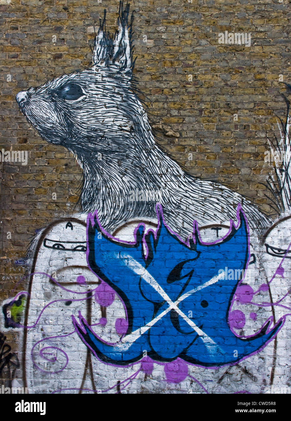 Urban graffiti illustration of giant squirrel by Belgian street artist ...