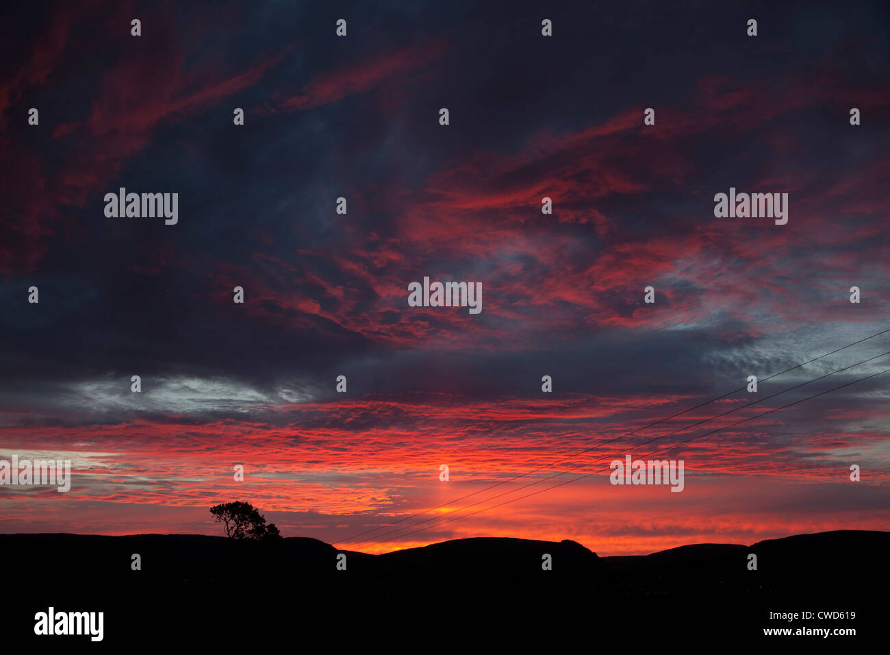 Sunset over Rhayader Wales Stock Photo - Alamy