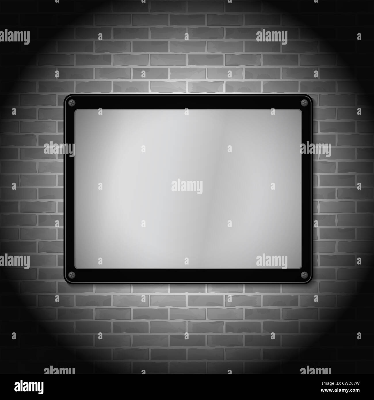 Metal frame on brick wall Stock Photo - Alamy