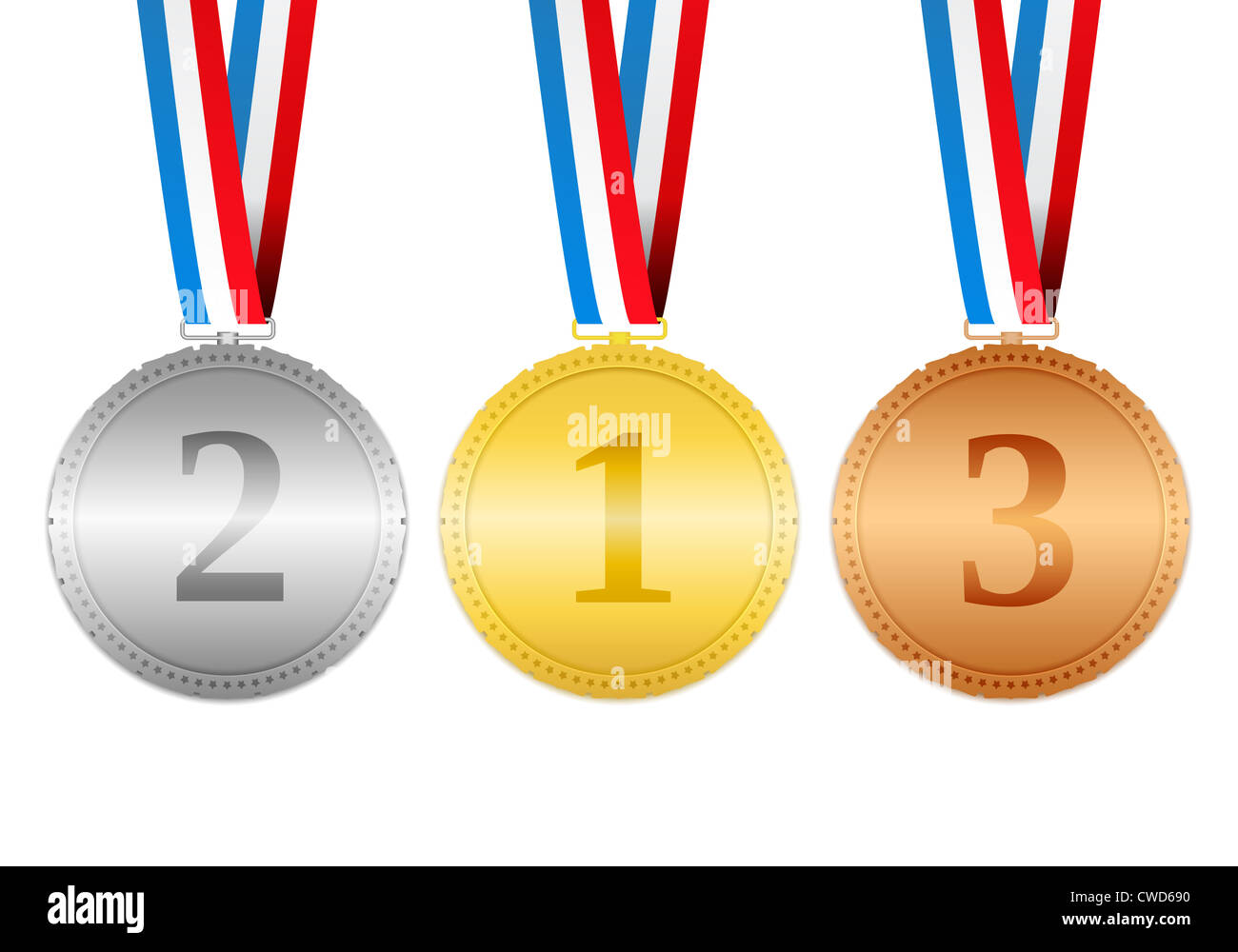 Silver and bronze medals with ribbon hi-res stock photography and images - Alamy