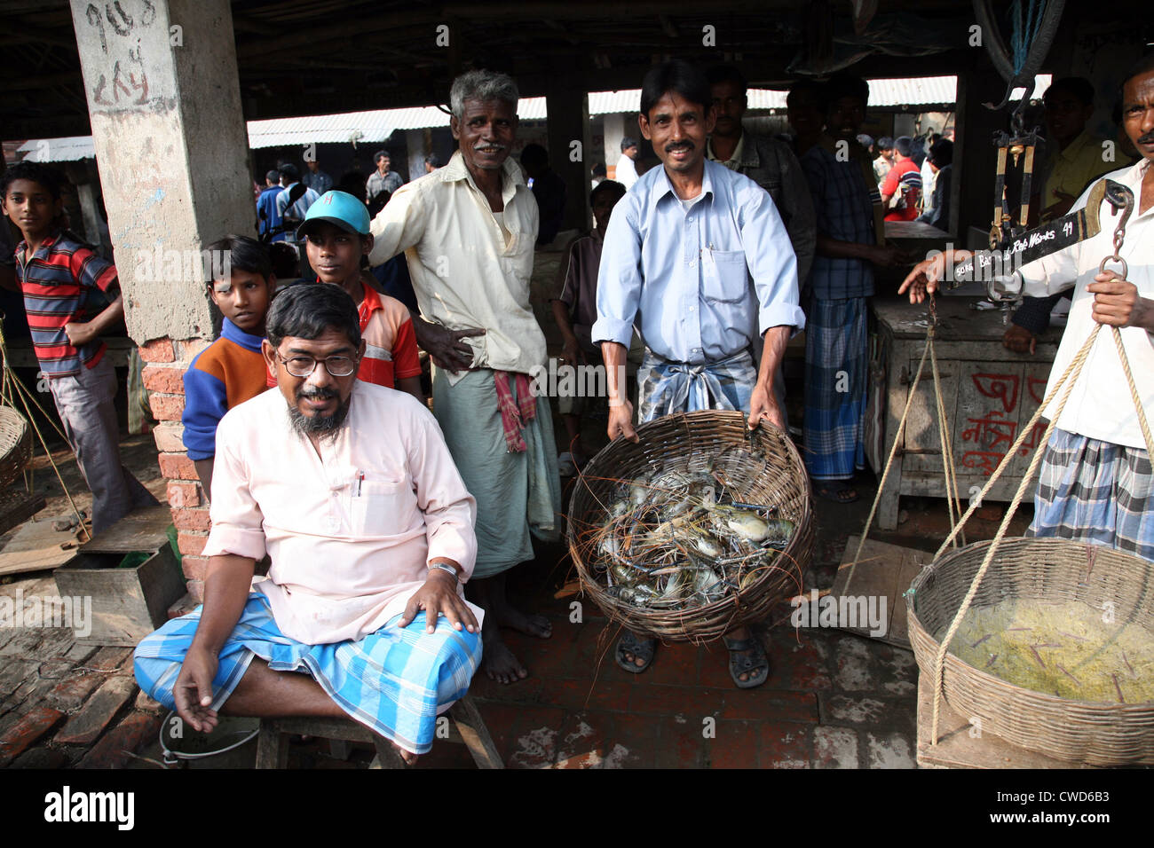 Selling a fish on fish market in Kumrokhali, West Bengal, India on ...