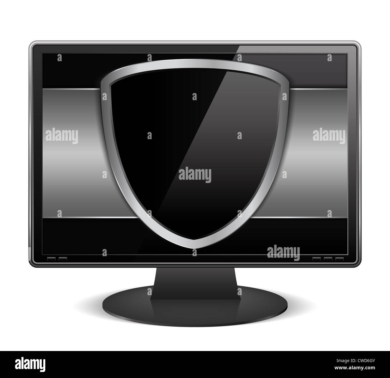 Computer Monitor with Shield Stock Photo - Alamy
