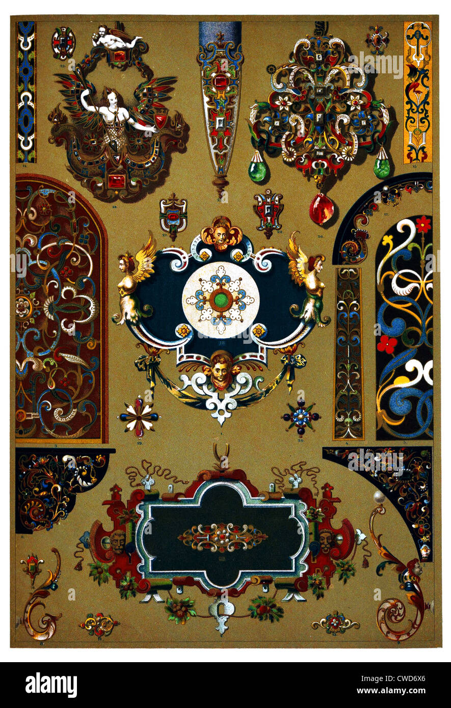 Renaissance German cartridges and precious metal with enamel Stock ...