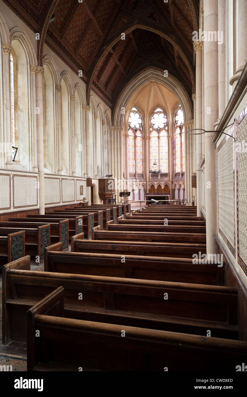 interior of The church of Saint Mary at Itchen Stoke with altar, aisle ...