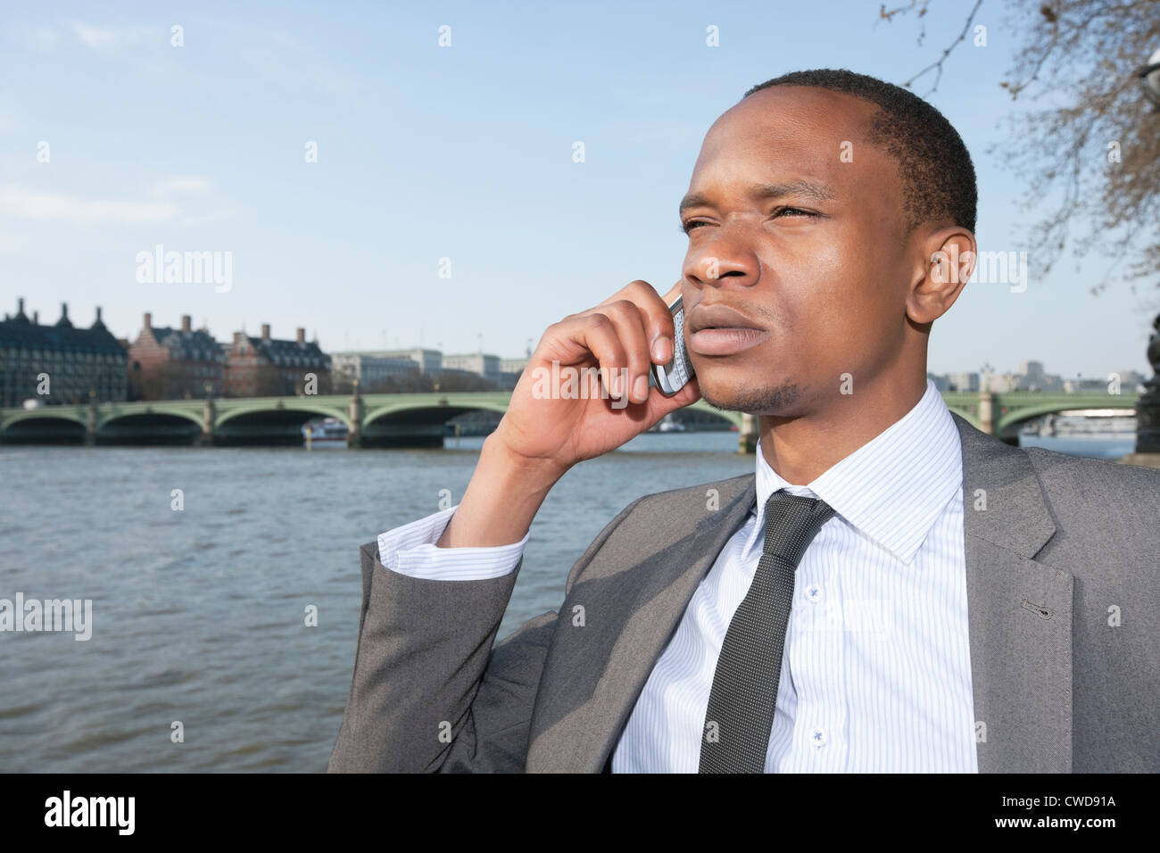 African American businessman on a call Stock Photo - Alamy