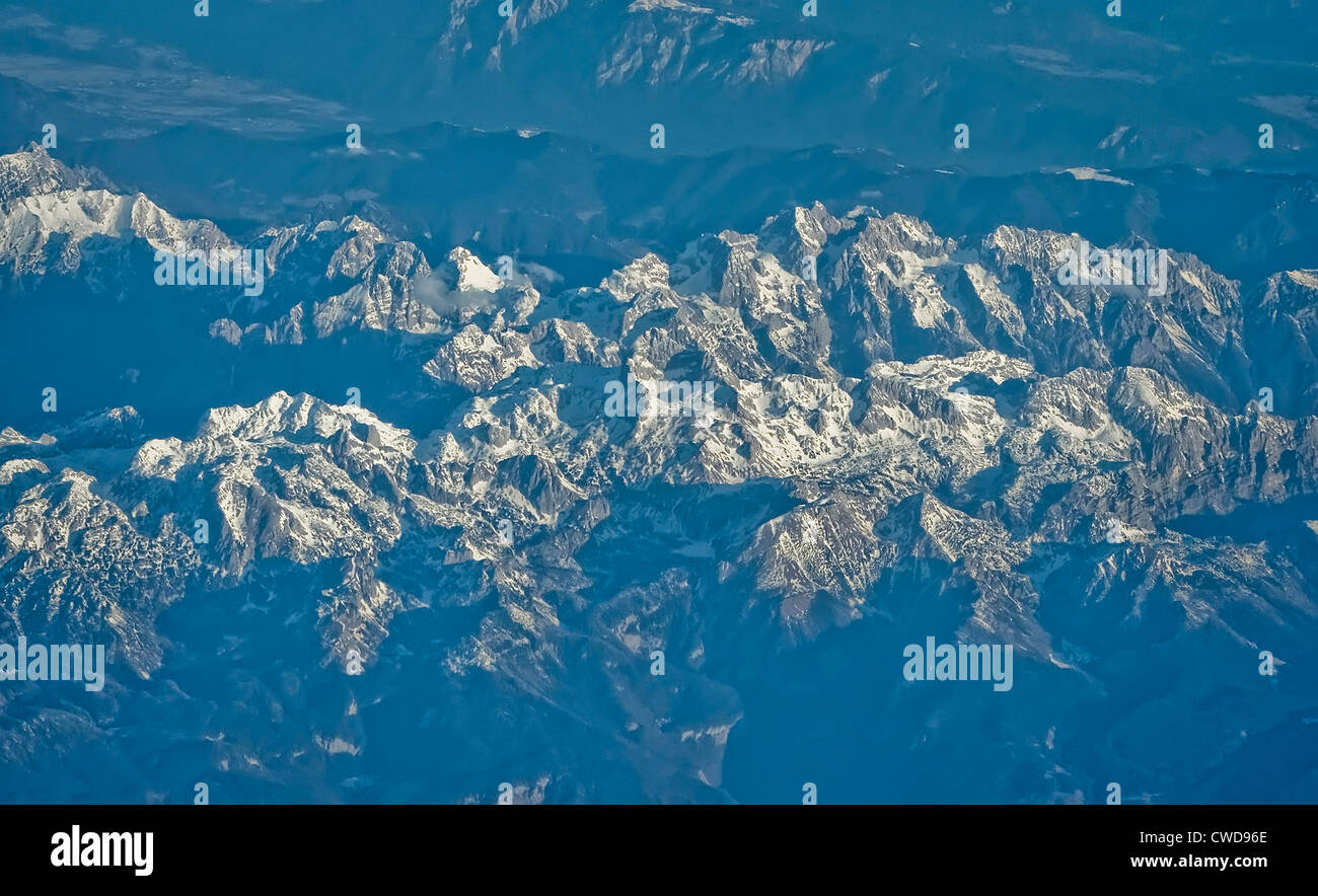 aerial view of Alps mountains from airplane Stock Photo - Alamy