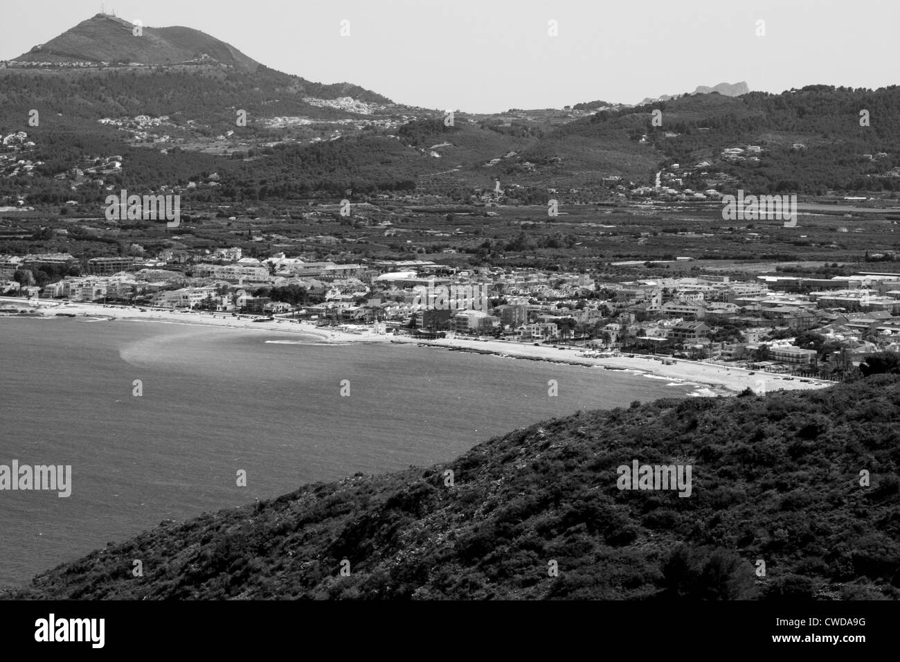 Rocky coastline water mountain Black and White Stock Photos & Images ...