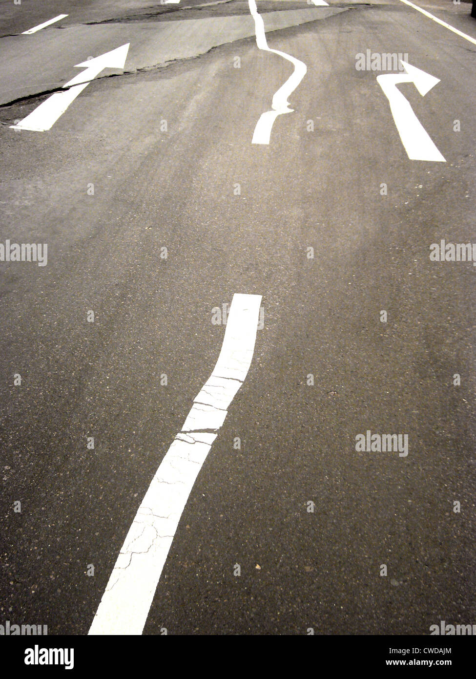 Direction Arrows On Asphalt High Resolution Stock Photography and ...