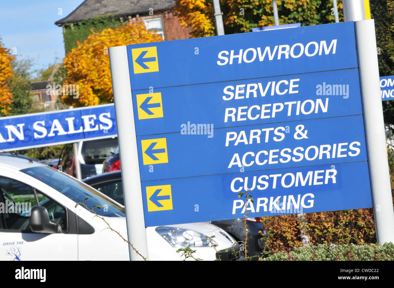 Showroom and service reception directions Stock Photo - Alamy