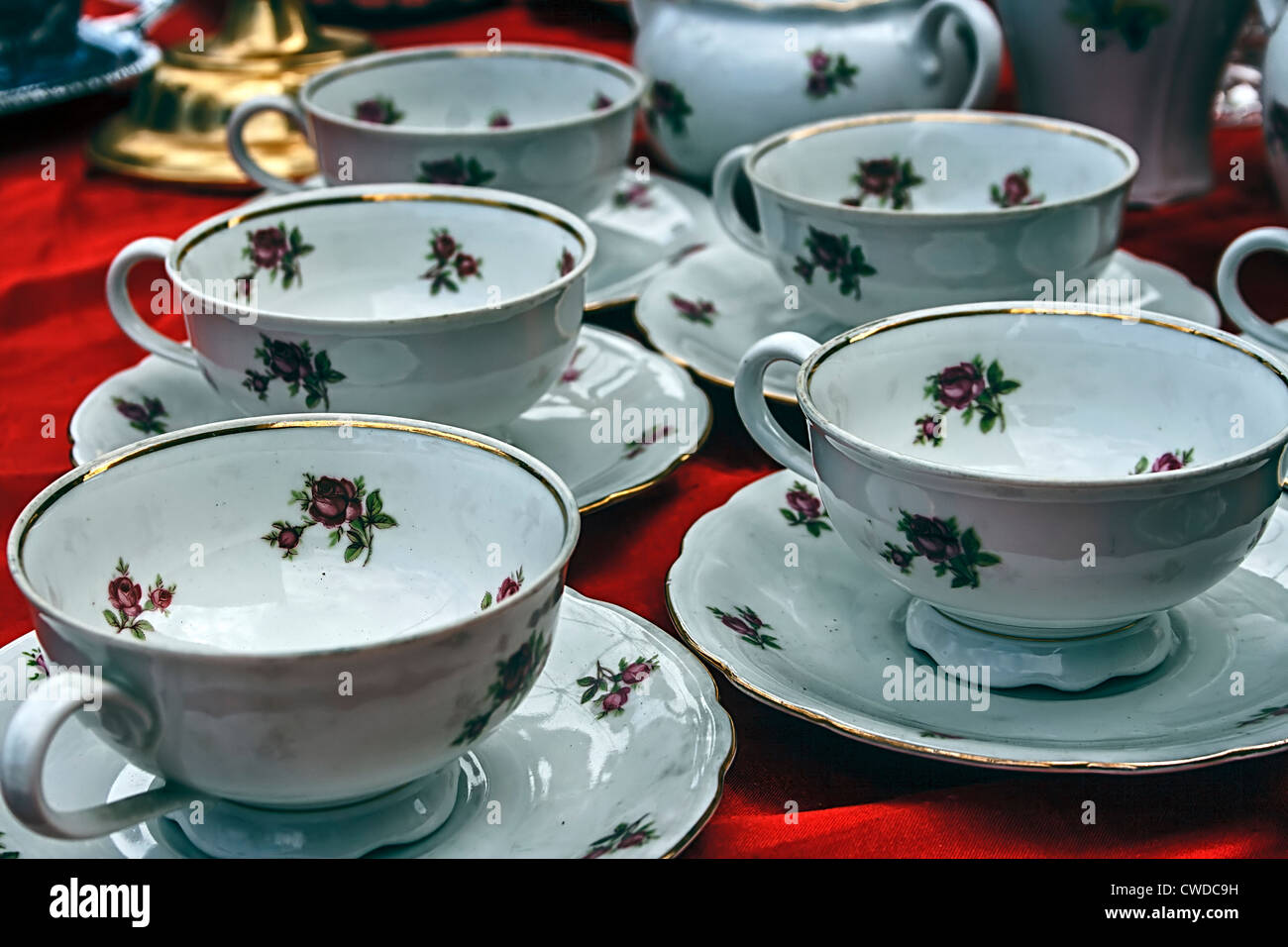 Old ceramic cups with paintings applied Stock Photo - Alamy