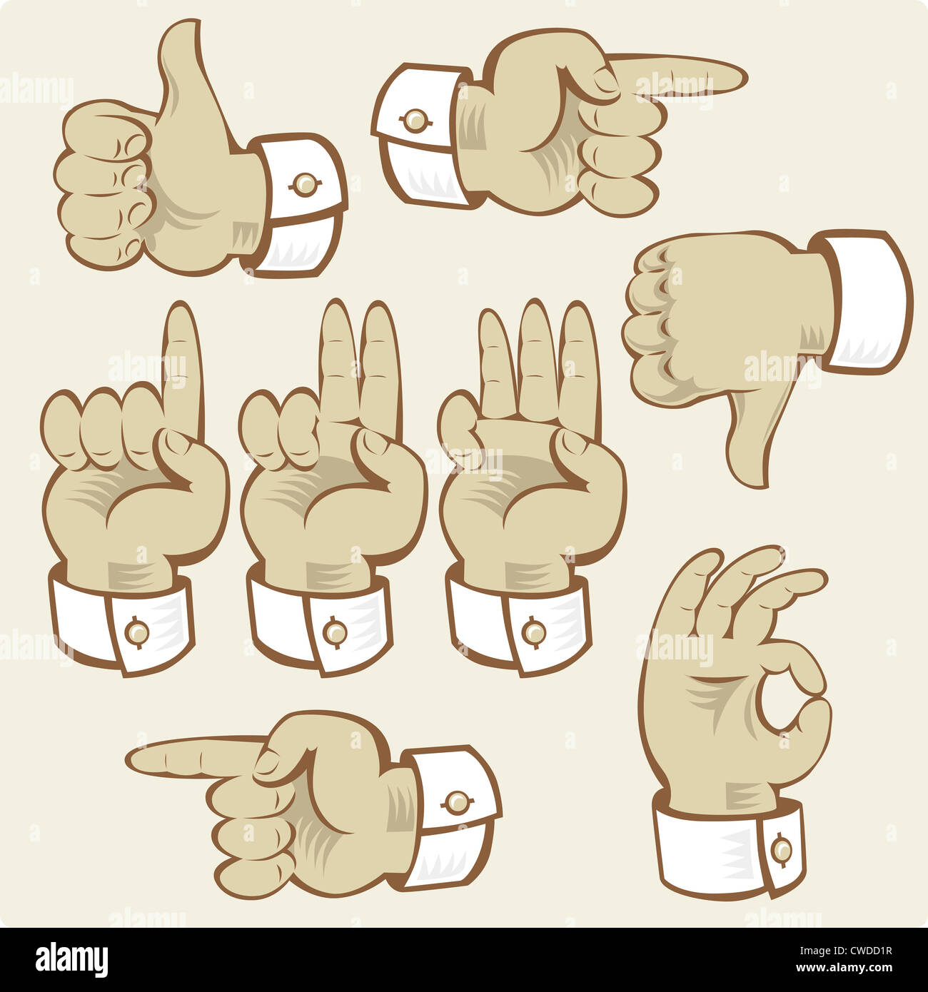 Hand gestures of voting, counting and directions Stock Photo - Alamy