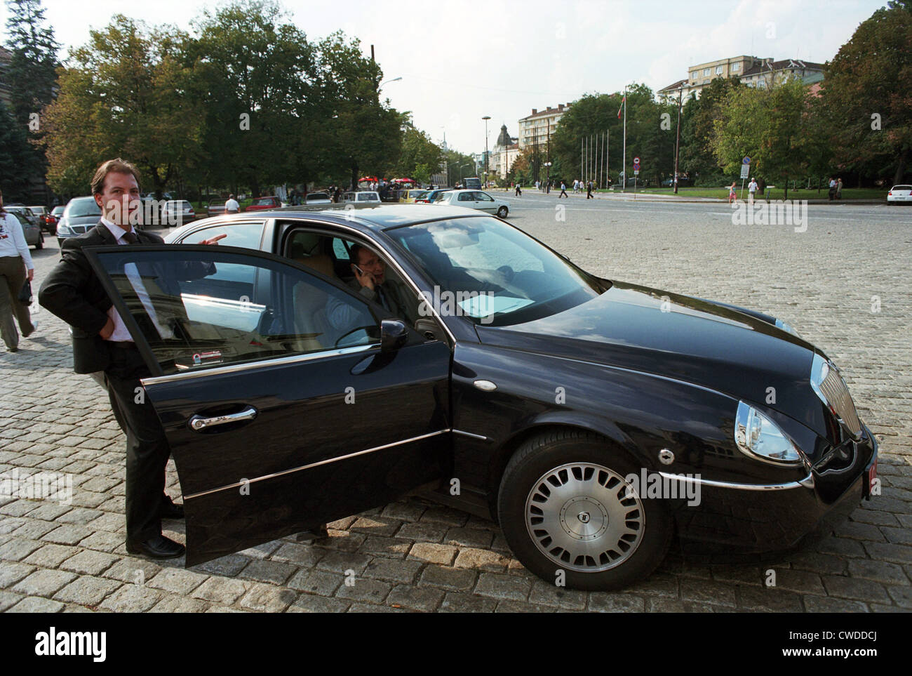 Driver and bodyguard of a personality wait in their car, Sofia Stock ...