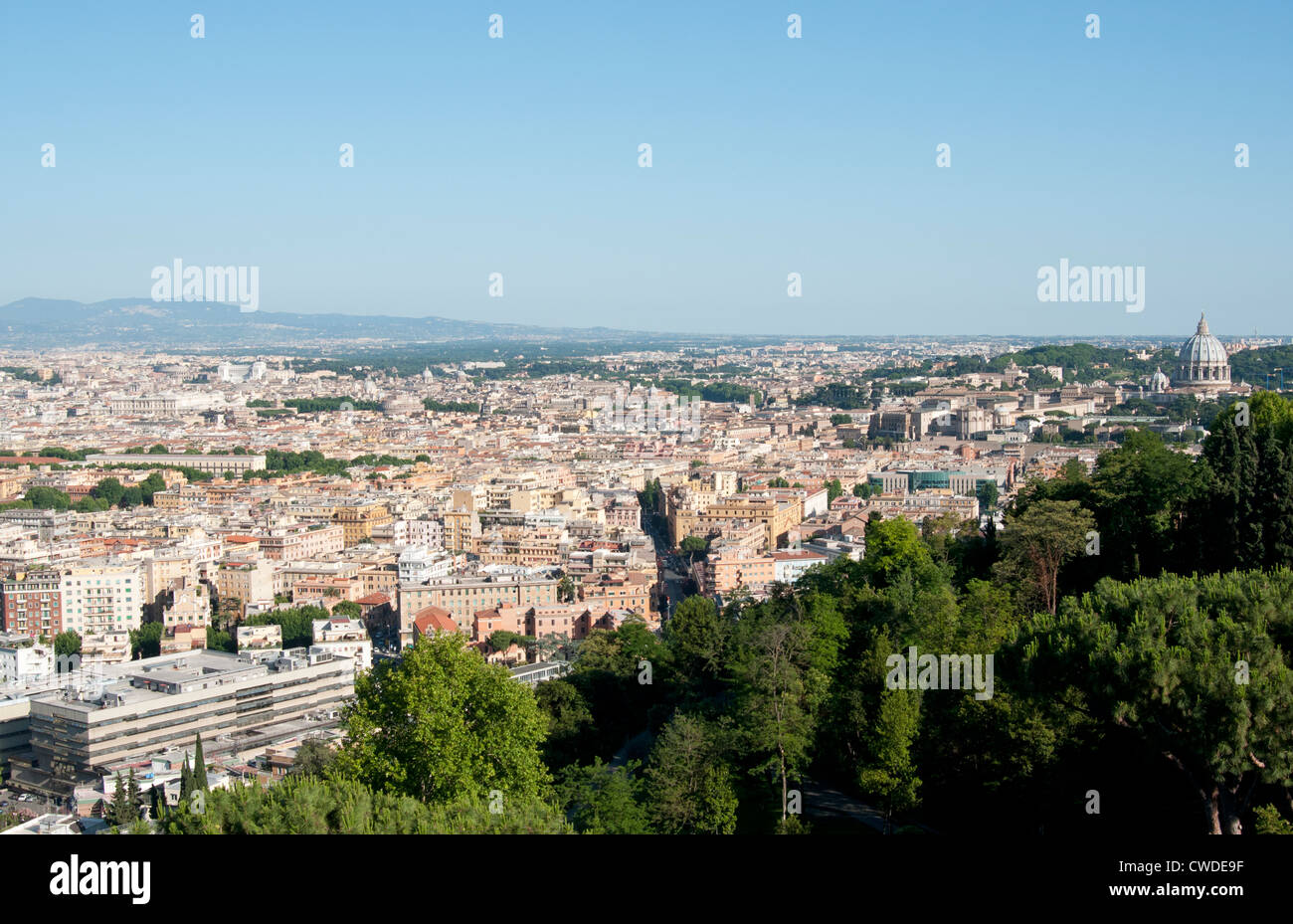 City of Rome and the Vatican from a hill above the city Italy Stock ...