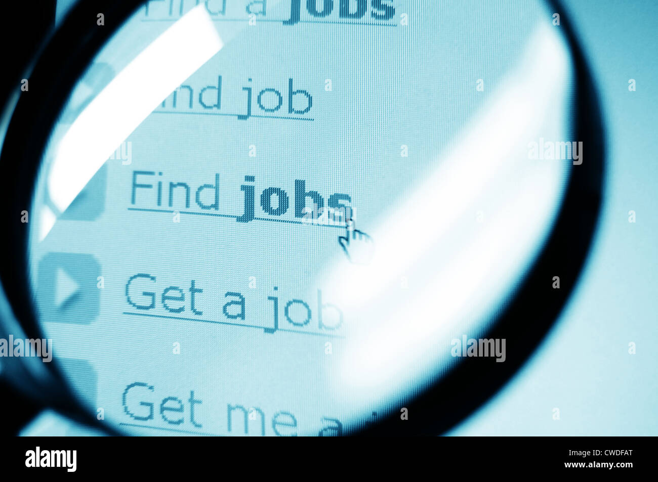 Searching for jobs concept with computer screen and magnifying glass ...