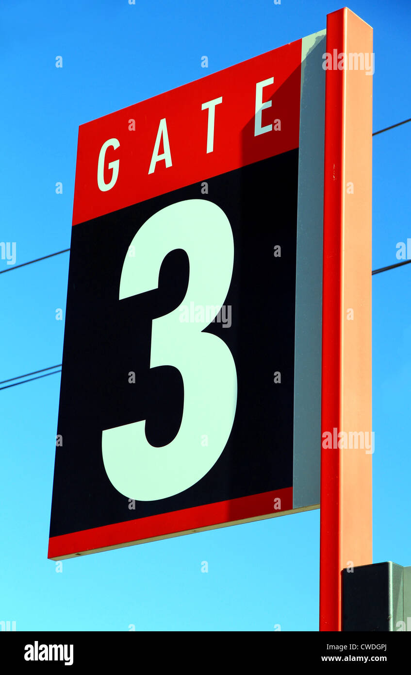 A gate sign outside a stadium Stock Photo - Alamy