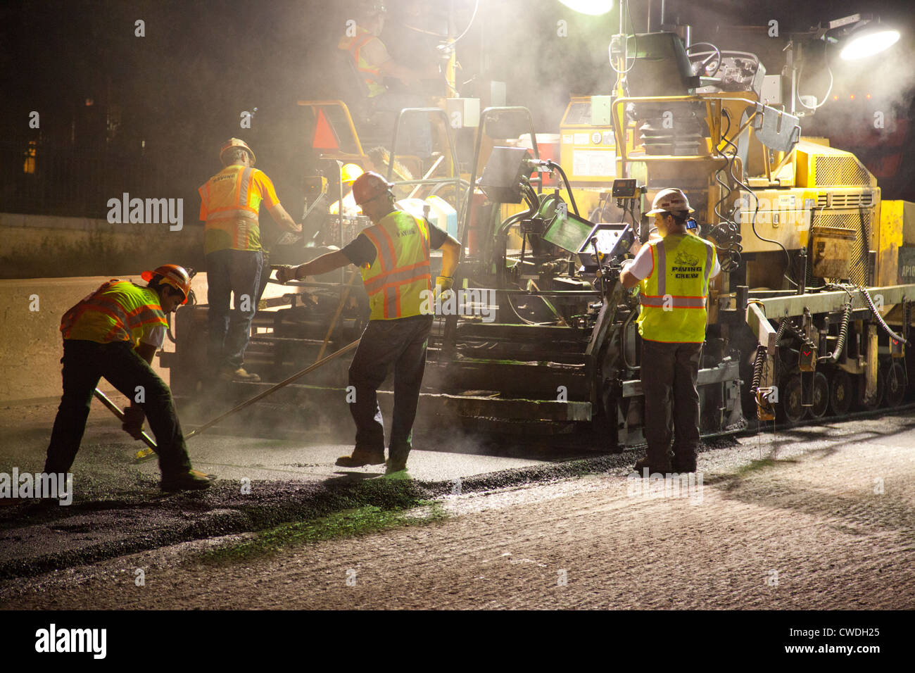 Night road work traffic in Brooklyn NY Stock Photo - Alamy