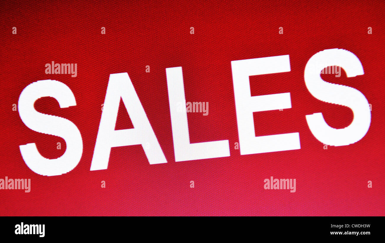 The word sales close-up on computer screen Stock Photo - Alamy