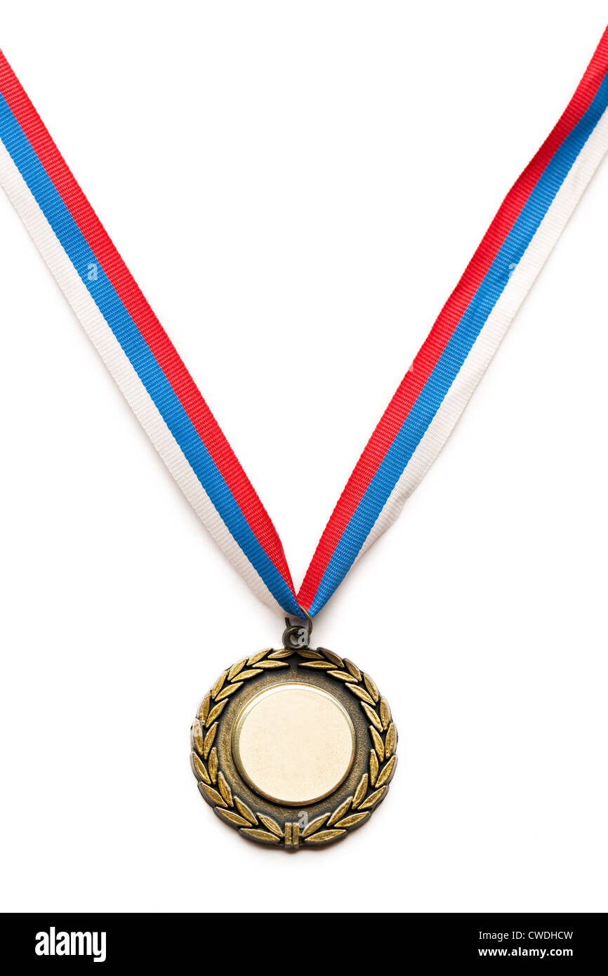 Metal medal with tricolor ribbon Stock Photo - Alamy