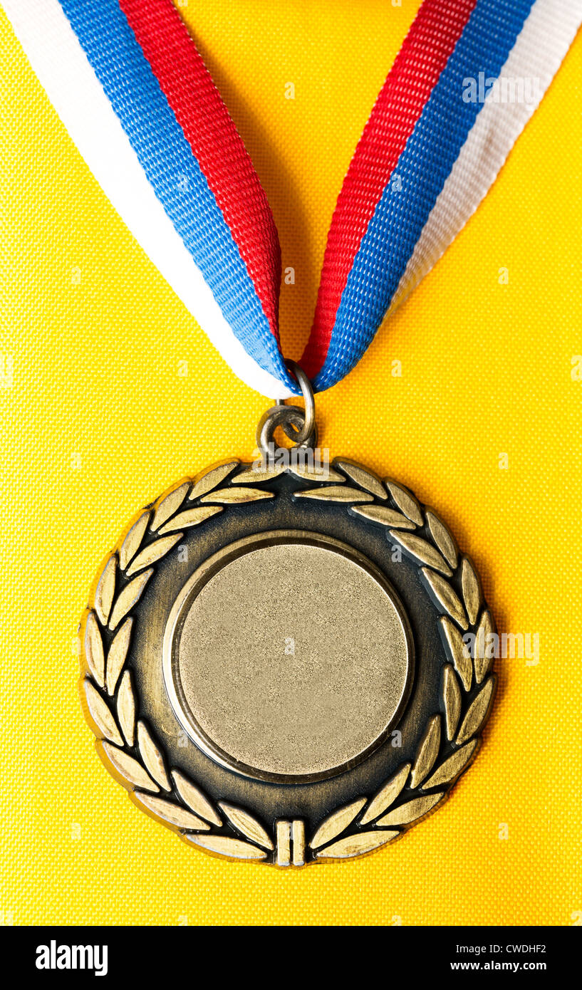 Metal medal with tricolor ribbon Stock Photo - Alamy