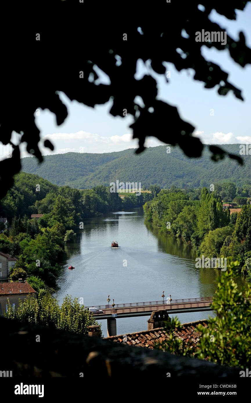 View over the River Lot from the historic and medieval town of Puy l ...