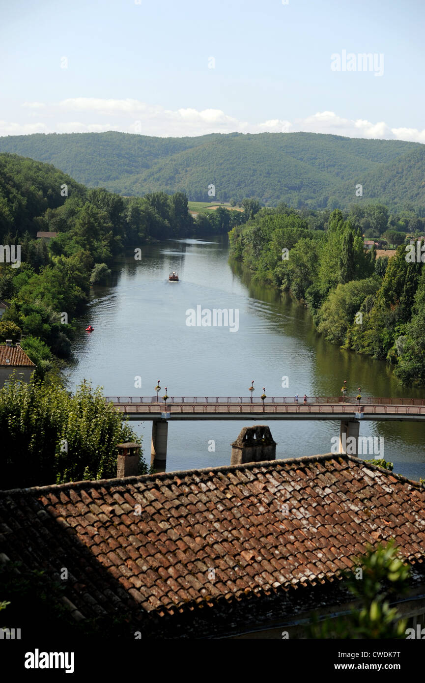 View over the River Lot from the historic and medieval town of Puy l ...